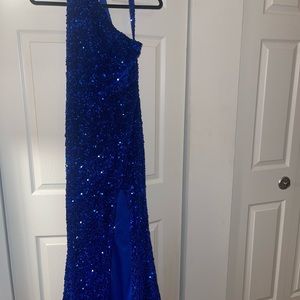 Berlinnova | Dresses | Blue Mermaid Glitter Oneshoulder Backless Prom ...